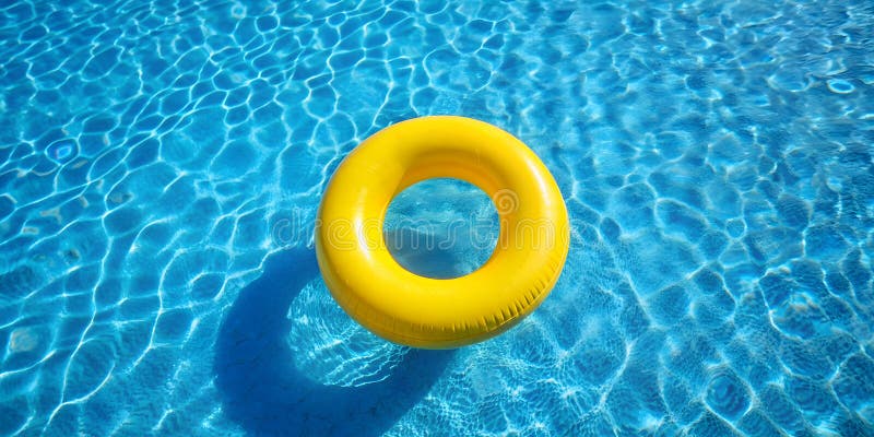 Yellow Pool Ring Floating in Calm Blue Water Symbolizing a Colourful ...
