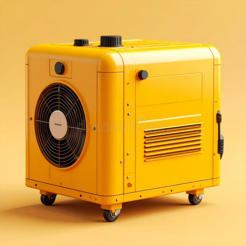 Yellow Portable Generator on Yellow Background Stock Illustration ...