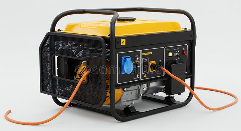 Yellow Portable Generator with Orange Cable Provides Backup Power for ...