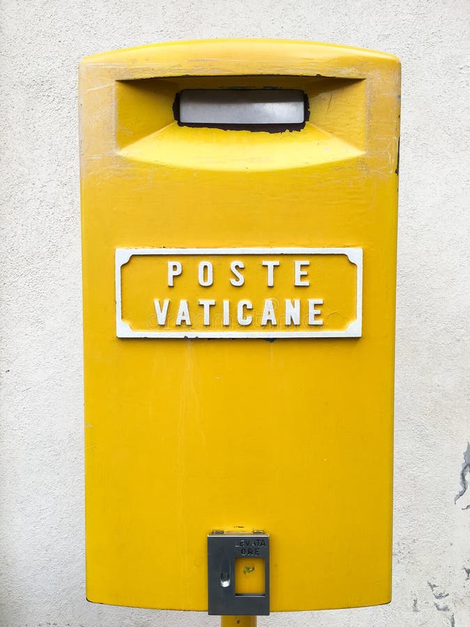 Yellow post box in Vatican stock photo. Image of culture - 318882846