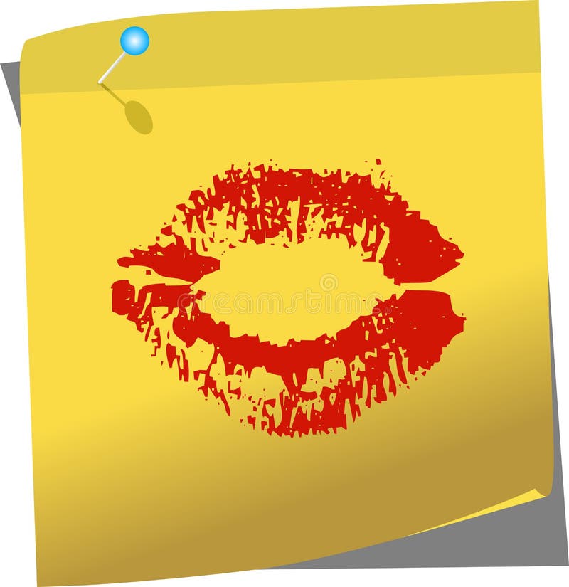 Yellow Post-it with Female Lips Stock Vector - Illustration of note ...
