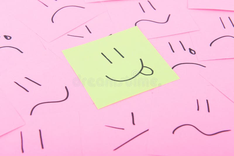 Yellow Post it with Happy Face Stock Image - Image of emotions ...