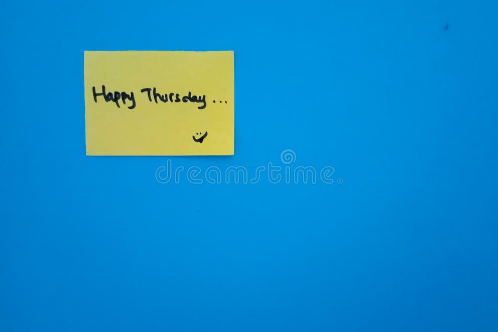 Yellow Post it Happy Thursday Stock Image - Image of signage ...