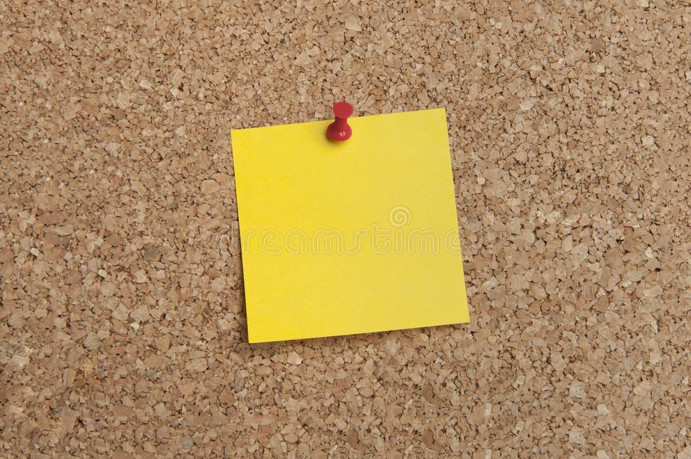 Post-it Note with Push-pin on Corkboard Stock Photo - Image of blank ...
