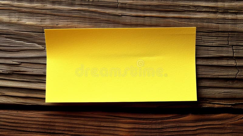 A Yellow Post it Note Sitting on Top of a Wooden Surface, AI Stock ...