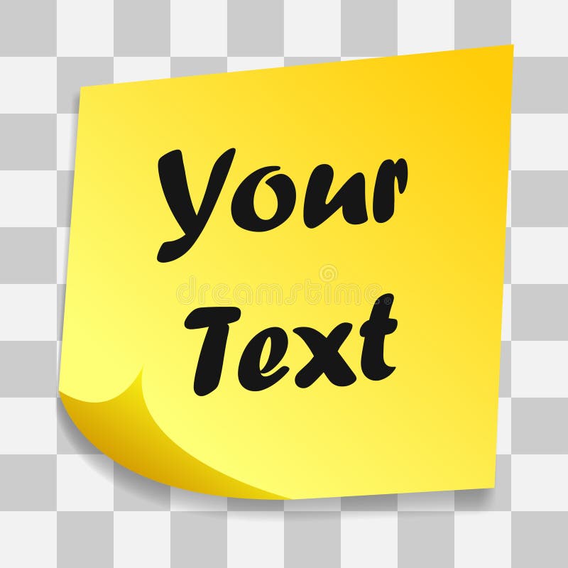 Yellow Post Note Sticker on Transparent Background. Vector Isolated ...