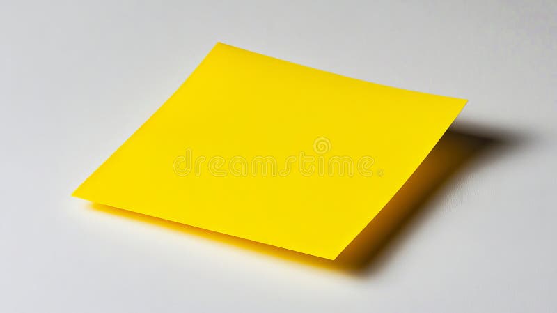 A Yellow Post-it Note on a White Surface Stock Photo - Image of flat ...