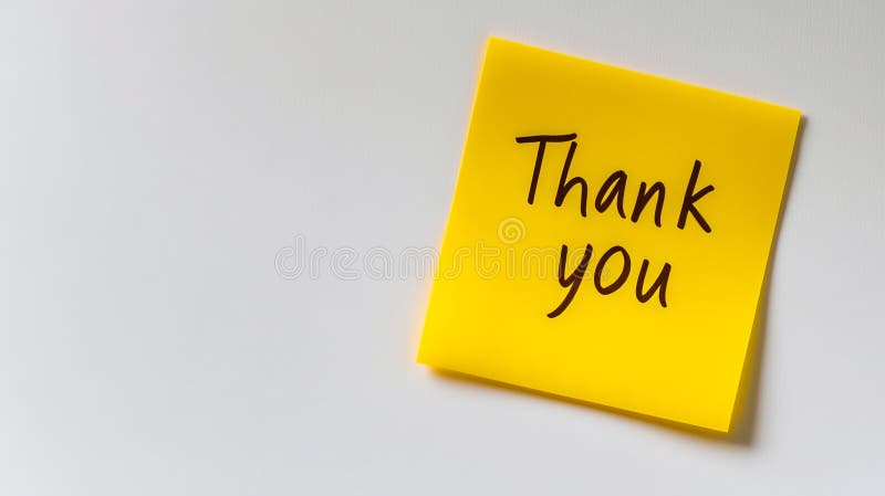 A Yellow Post it Note with the Words Thank You Written on it Stock ...
