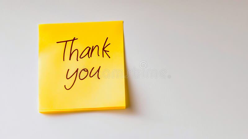 A Yellow Post-it Note with the Words Thank You Written on it Stock ...