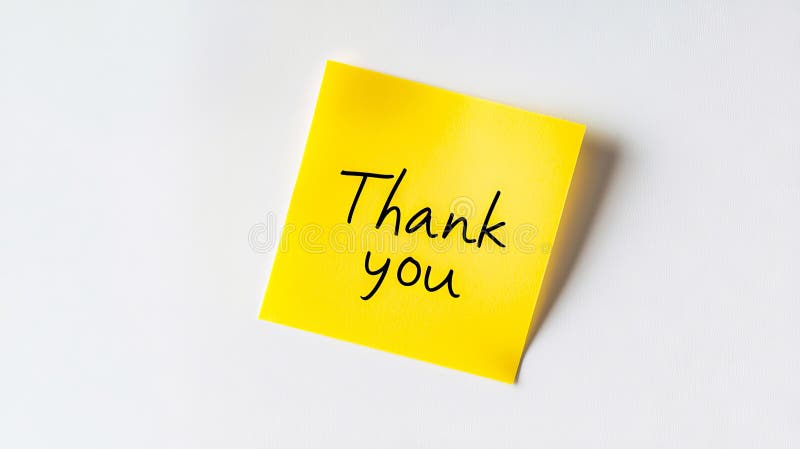 A Yellow Post it Note with the Words Thank You Written on it Stock ...