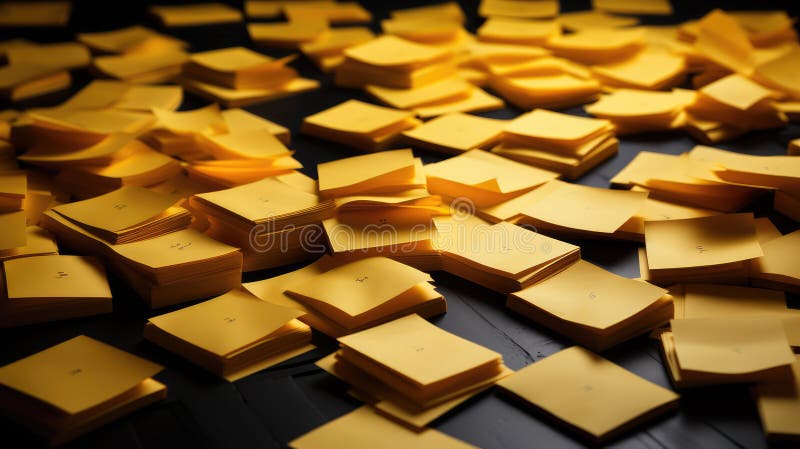 Yellow Post-it Notes on a Table. Shallow Depth of Field Stock ...