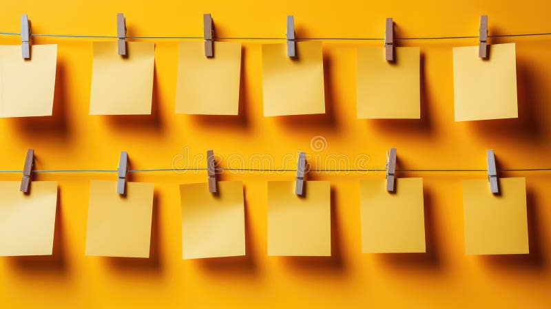 Yellow Post-it Notes on a Wall. Shallow Depth of Field Stock ...