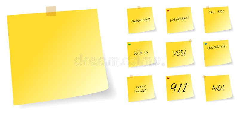 Yellow post it note stock illustration. Illustration of office - 1772693