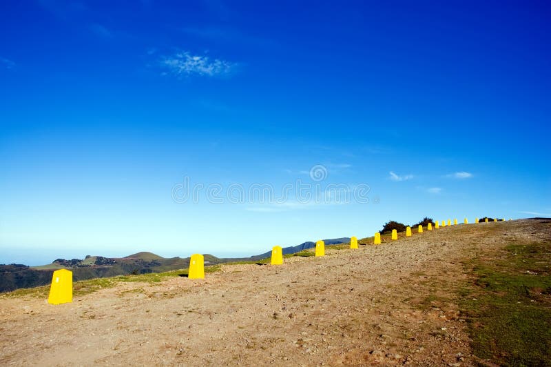 Yellow Posts In Madeira Mountains Stock Photo - Image of colour ...