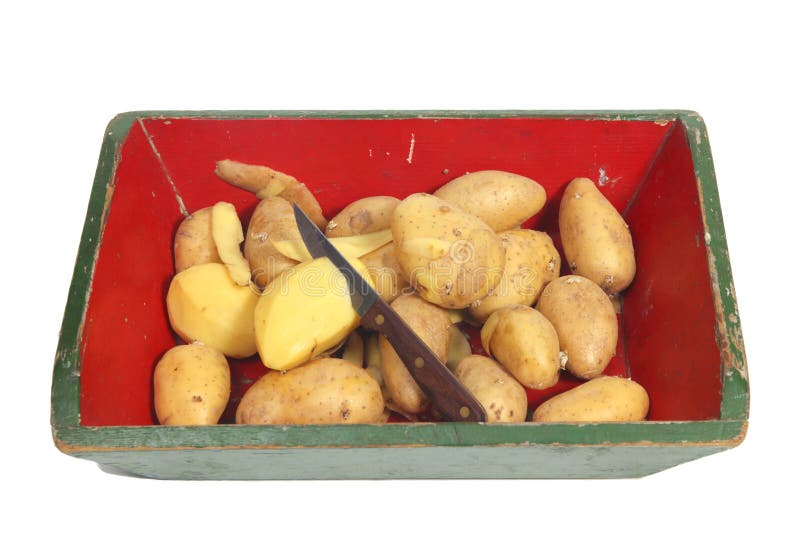 Yellow potatoes in red box stock photo. Image of ingredient - 19004082