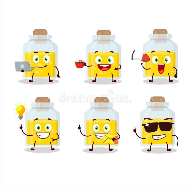 Yellow Potion Cartoon Character with Sad Expression Stock Vector ...