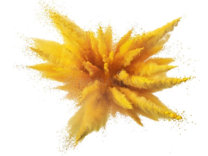 Yellow Powder Explosion Isolated on White Background Stock Illustration ...