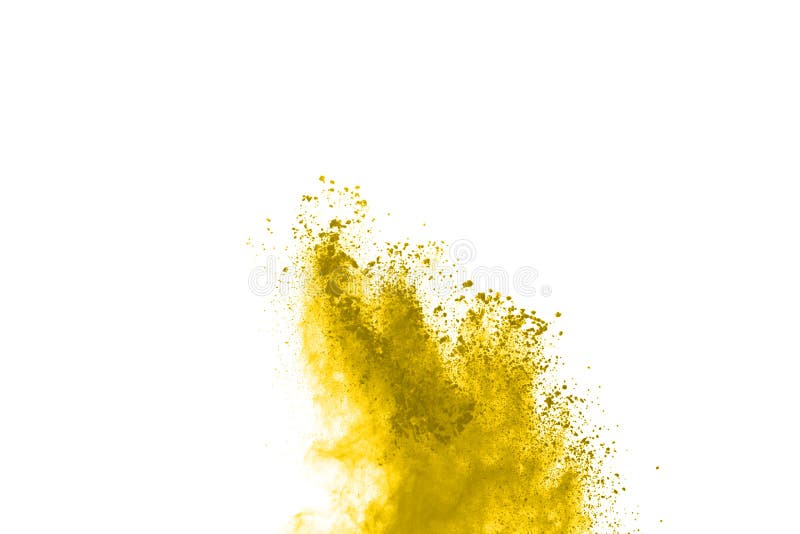 Yellow Powder Explosion on White Background. Stock Image - Image of ...