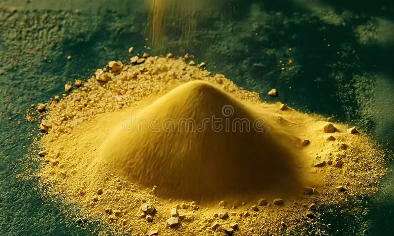Yellow Powder Falling, Forming Cone, Dark Surface, Studio Stock Footage ...