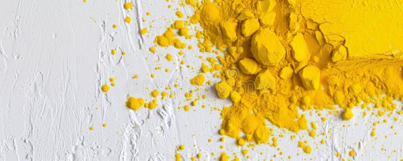 Yellow Powder on Textured White Background, Creative Abstract Art ...