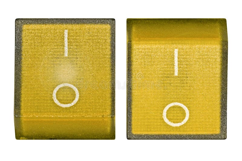 Yellow Power Switch, Isolated on White Background, with Clipping Path ...