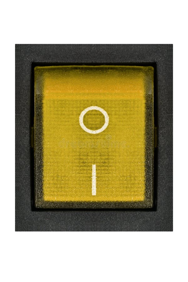 Yellow Power Switch, Isolated on White Background, with Clipping Path ...