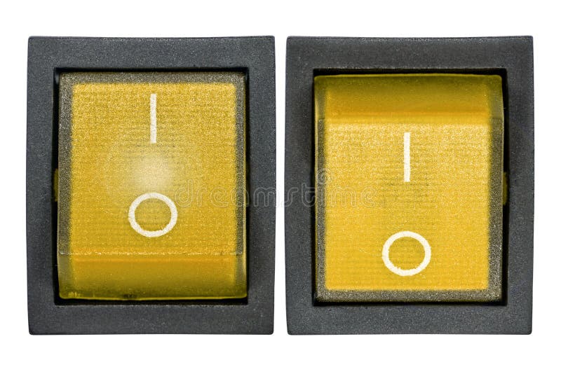Yellow Power Switch, Isolated on White Background, with Clipping Path ...