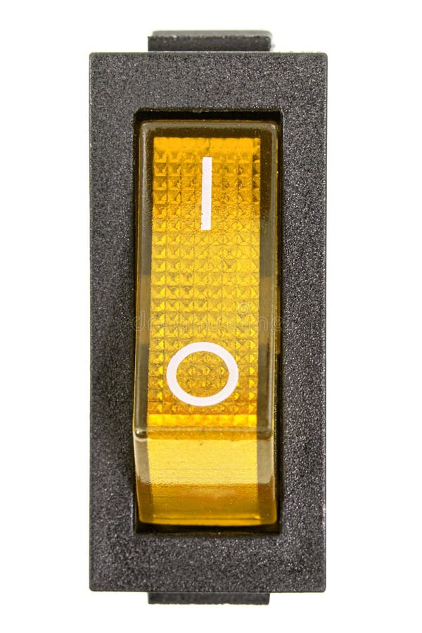 Yellow Power Switch, Isolated on White Background, with Clipping Path ...