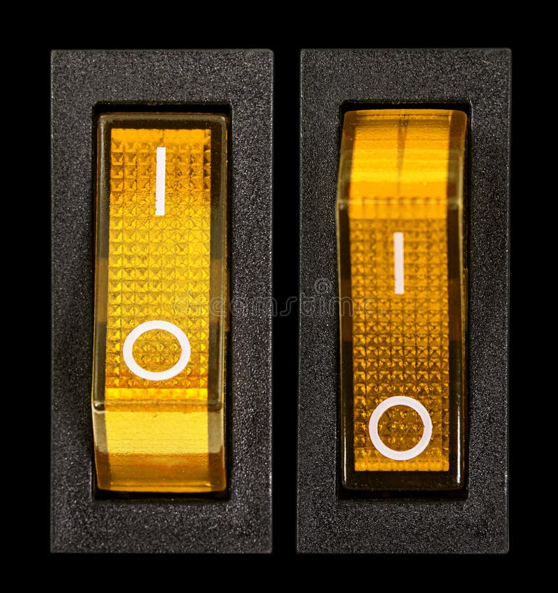 Yellow Power Switch, Isolated on White Background, with Clipping Path ...