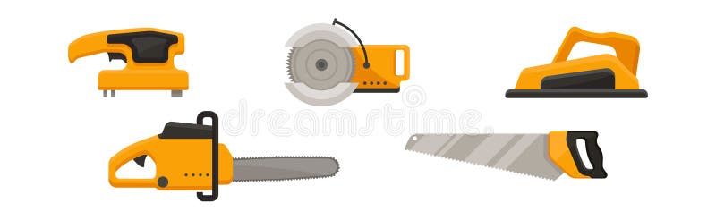 Set of Red and Yellow Power Tools Flat Style, Vector Illustration Stock ...