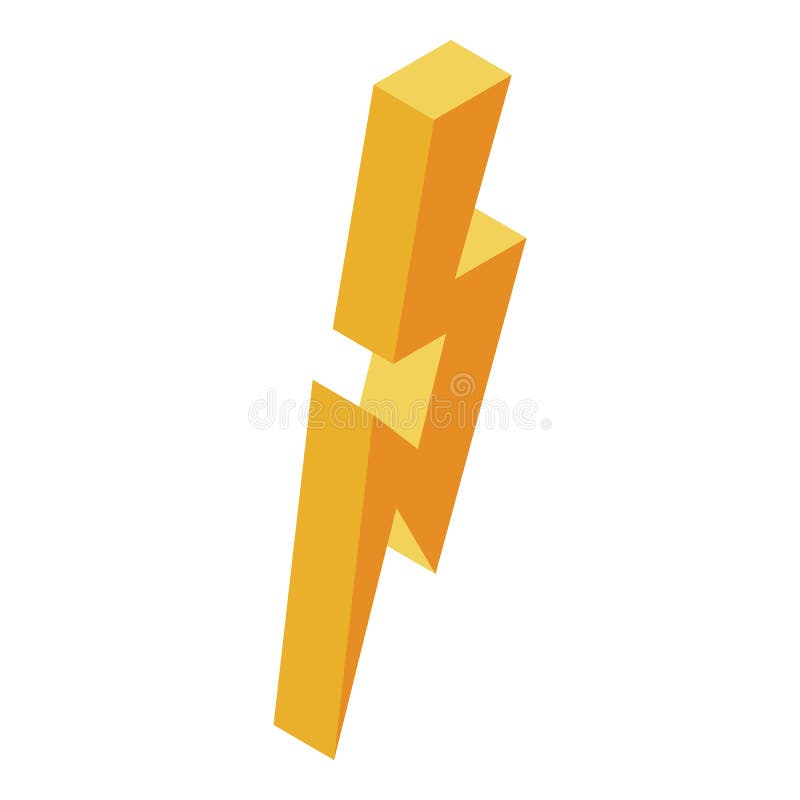 Yellow Thunder Flash Icon, Isometric Style Stock Vector - Illustration ...
