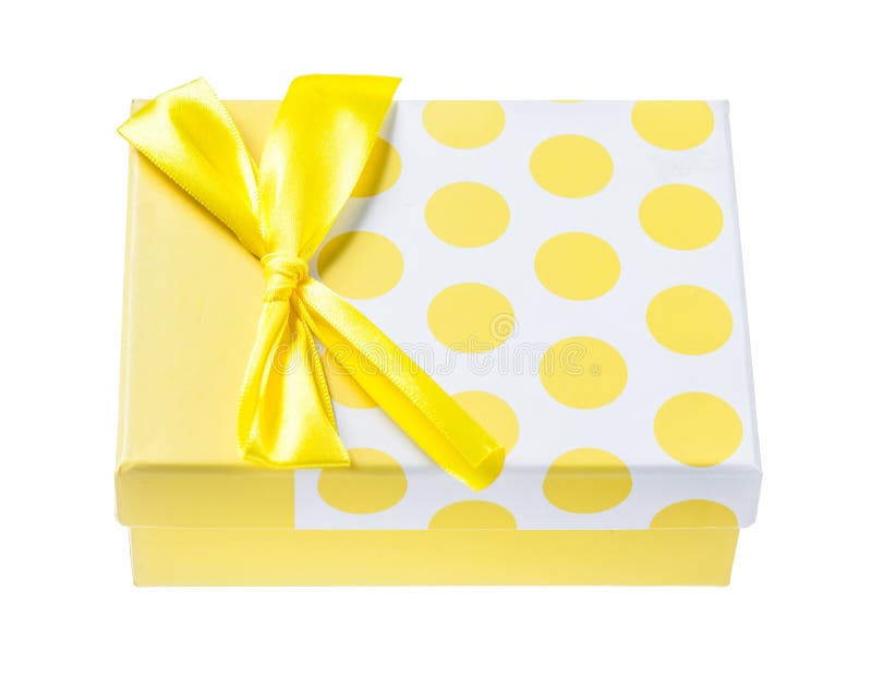 Yellow Wrapped Present Box Isolated on White Stock Image - Image of ...