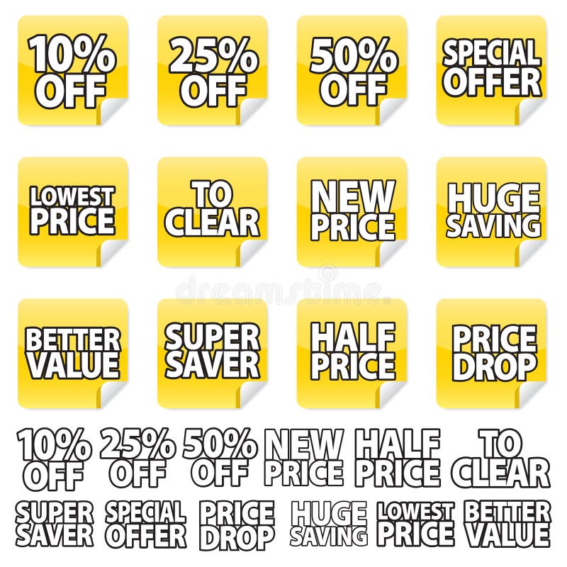 Yellow Price Sticker stock vector. Illustration of stickers - 10966427