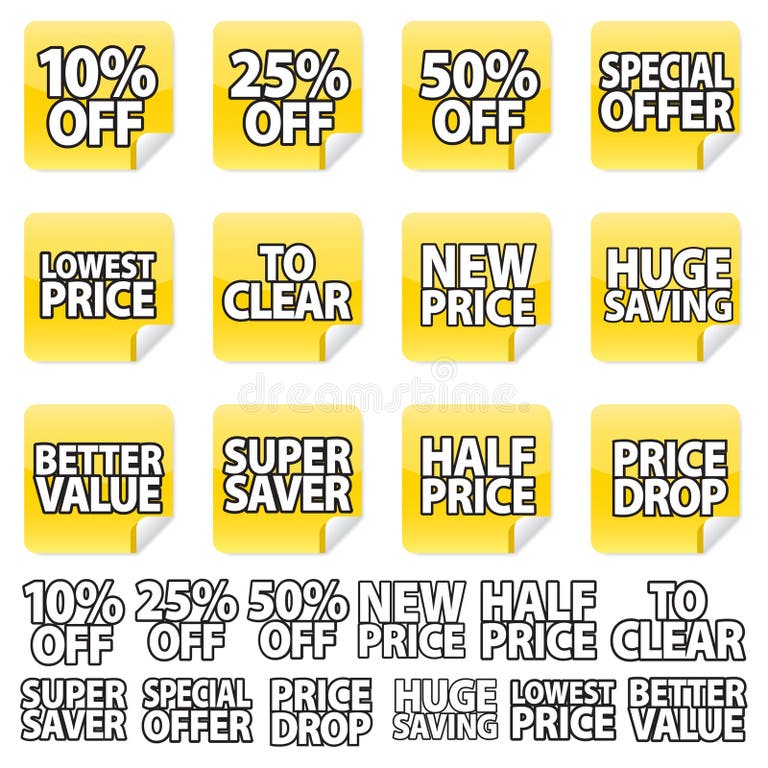 Yellow Price Sticker stock vector. Illustration of stickers - 10966427