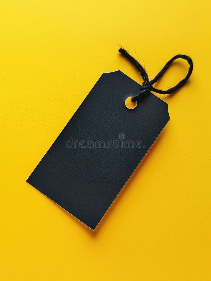 Yellow Price Tag with Black Label Stock Image - Image of store ...