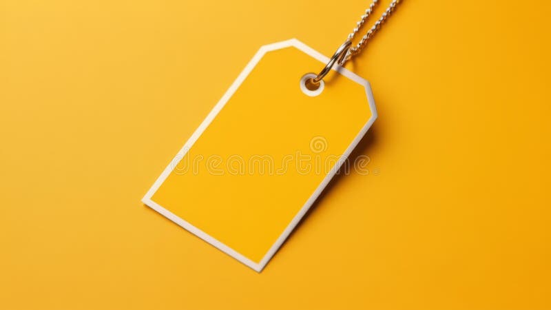 Yellow Price Tag Hanging on Yellow Wall Stock Image - Image of empty ...