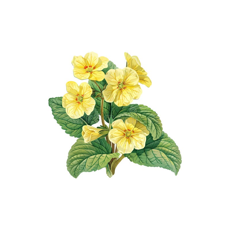 Yellow Primrose Flowers Watercolor. Vector Illustration Design Stock ...