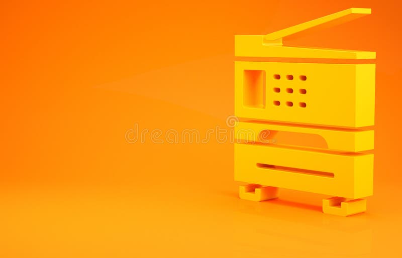 Yellow Printer Icon Isolated on Orange Background. 3d Illustration 3D ...