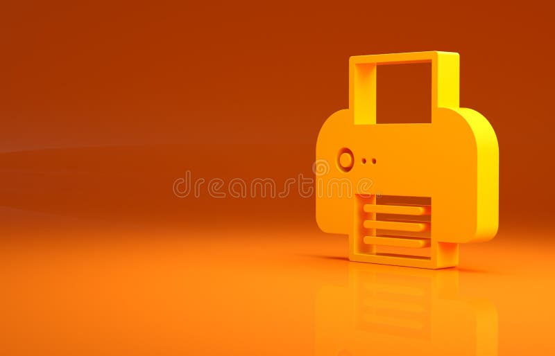 Yellow Printer Icon Isolated on Orange Background. Minimalism Concept ...