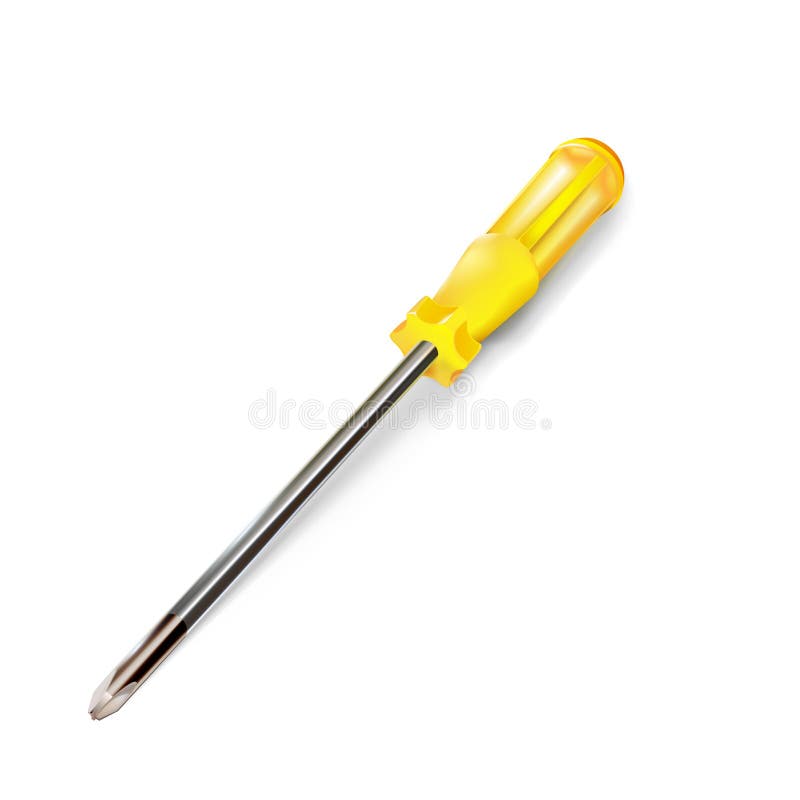 Yellow Professional Realistic Slotted Screwdriver with a Plastic Handle ...