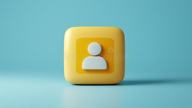 Yellow Profile Icon with a Modern 3D Design on a Light Blue Background ...