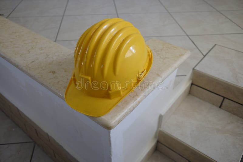 Yellow protection helmet stock photo. Image of construction - 118630578