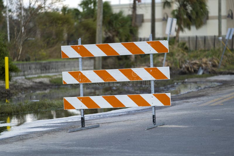 Yellow Protective Barrier at Street Construction Site. Warning Road ...
