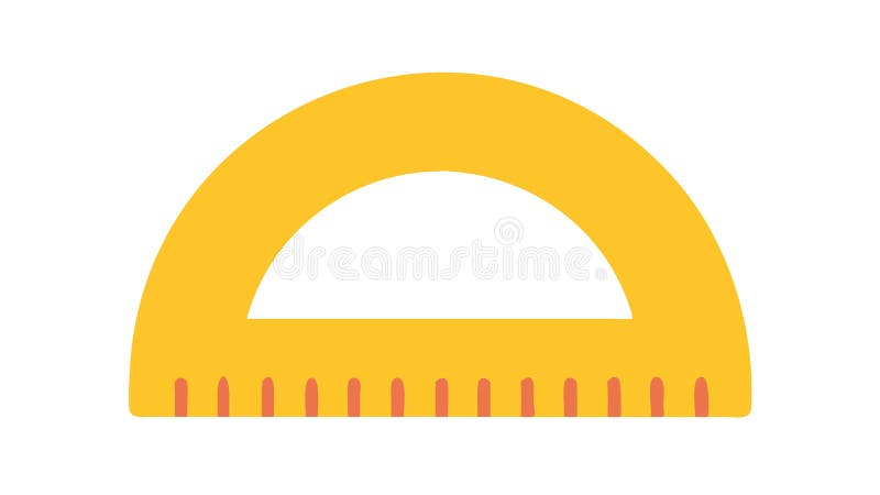 Yellow Protractor Angle Measurement Tool Icon for Geometry, Vector ...