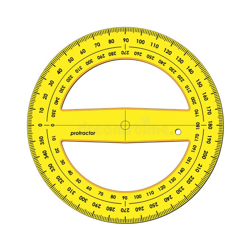 Yellow Protractor, Full Circle 360 Degrees Stock Vector - Illustration ...