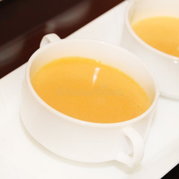 Yellow Pudding in White Bowl Stock Image - Image of apricot, cooking ...