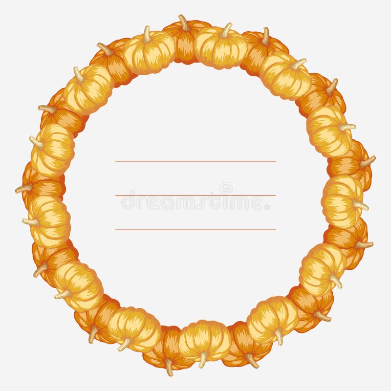 Yellow Pumpkin. Food Round Vector Frame Template Stock Vector ...
