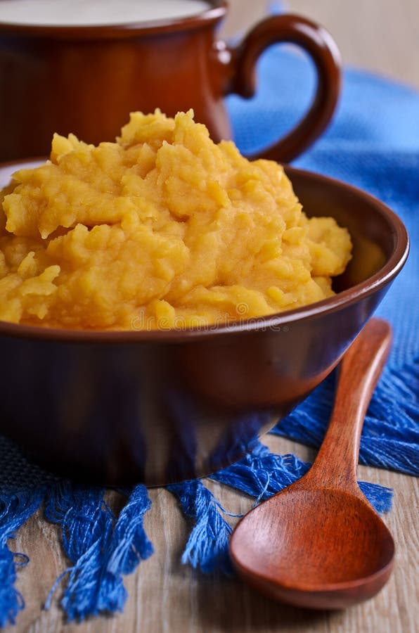 Yellow puree stock image. Image of table, dish, dinner - 45610453
