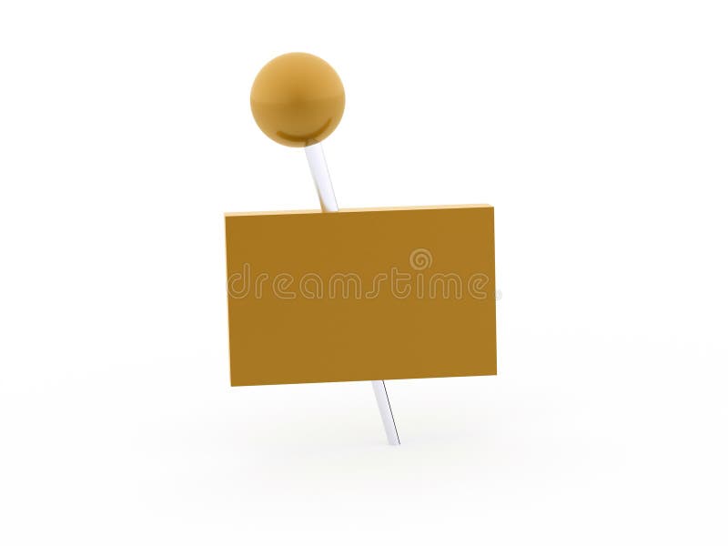 Yellow Push Pins Rendered on White Stock Illustration - Illustration of ...