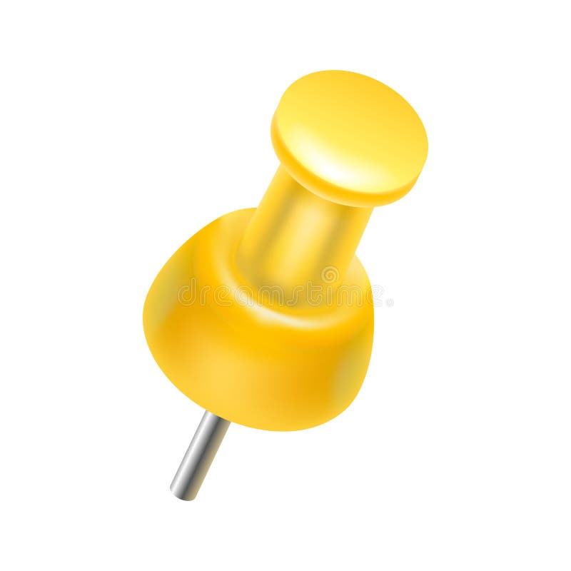 Yellow Push Pin Icon, Realistic Style Stock Illustration - Illustration ...